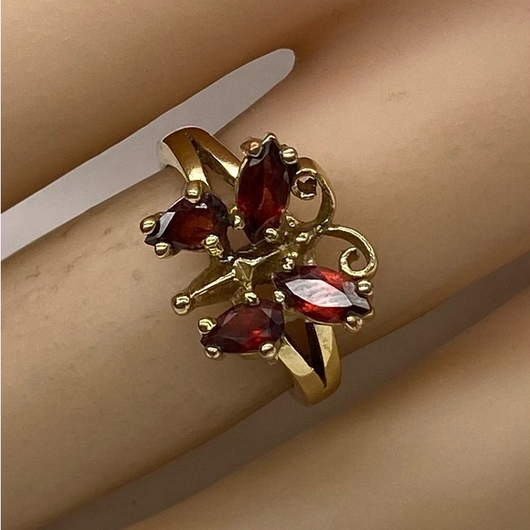 Vintage | Jewelry | Vintage Gold Tone Seta Garnet Butterfly Ring | Poshmark